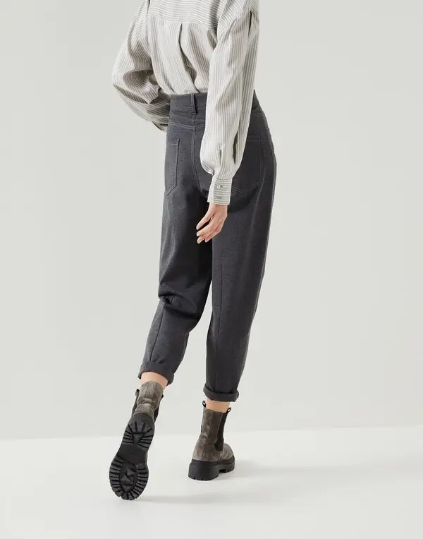 Brunello Cucinelli High-waisted Stretch Cotton Trousers