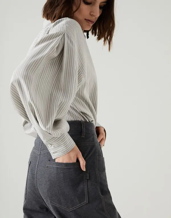 Brunello Cucinelli High-waisted Stretch Cotton Trousers