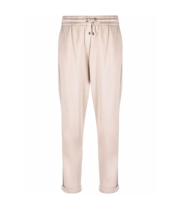 Brunello Cucinelli Silk-blend Track Pants With Contrast Trim