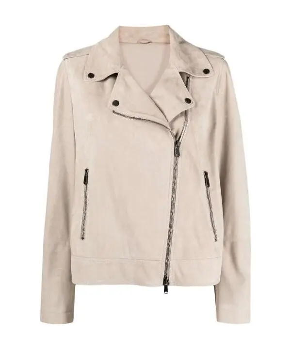 Brunello Cucinelli Suede Biker Jacket