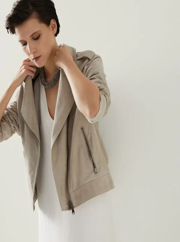 Brunello Cucinelli Suede Biker Jacket