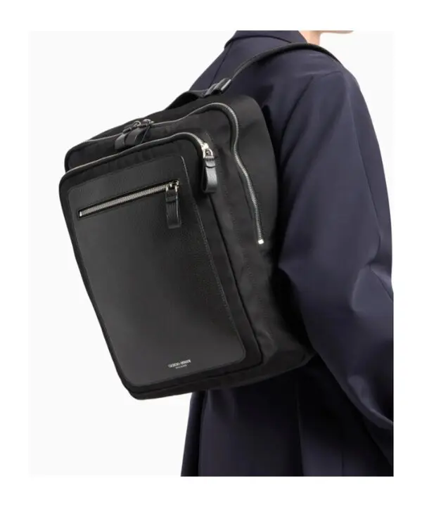 Giorgio Armani Logo Printed Zipped Backpack