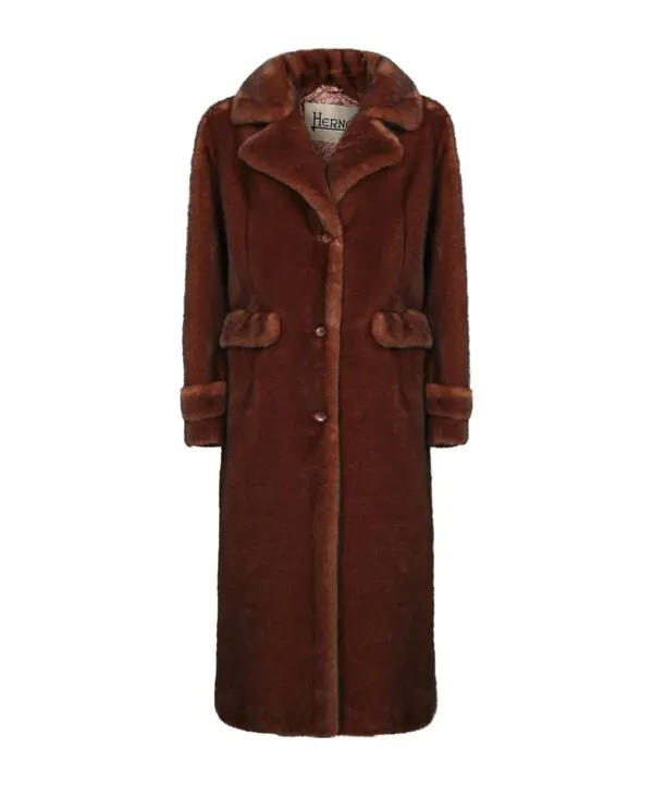 Herno Faux Fur Single Breasted Coat