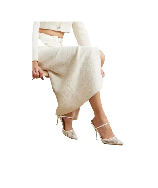 Jennifer Chamandi Crystal-embellished Mesh And Satin Backless High Heels