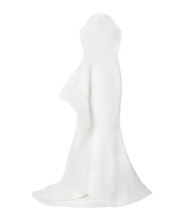 Maticevski Asymmetrical Strapless Tulle-trim Gown