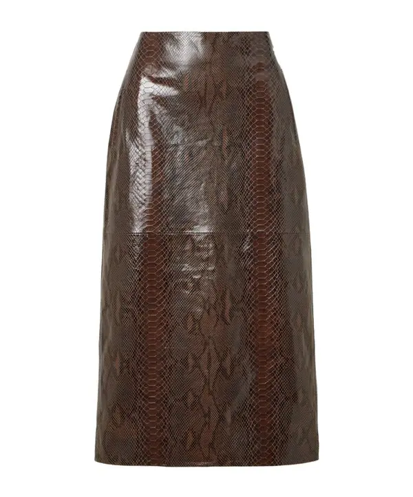 Dodo Bar Or Faux Snake Leather Midi Skirt