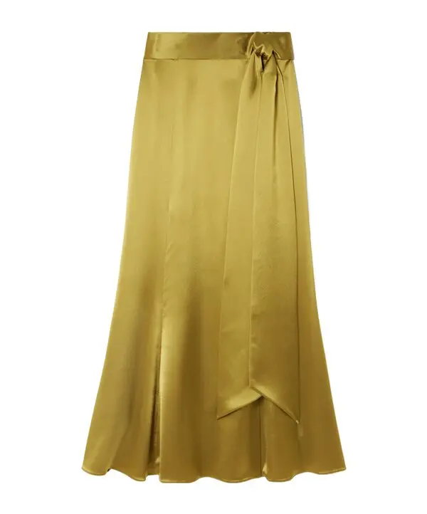 Galvan Midi Wrap Skirt In Satin