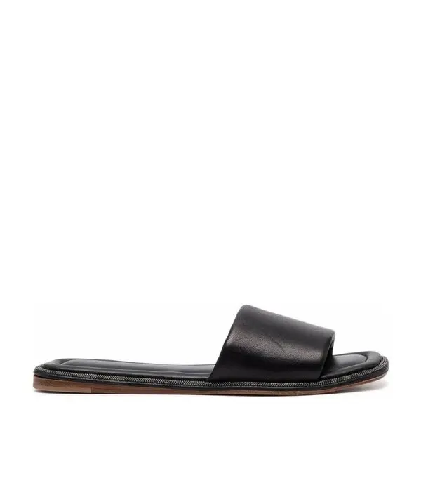 Brunello Cucinelli Square Toe Slip-on Slides
