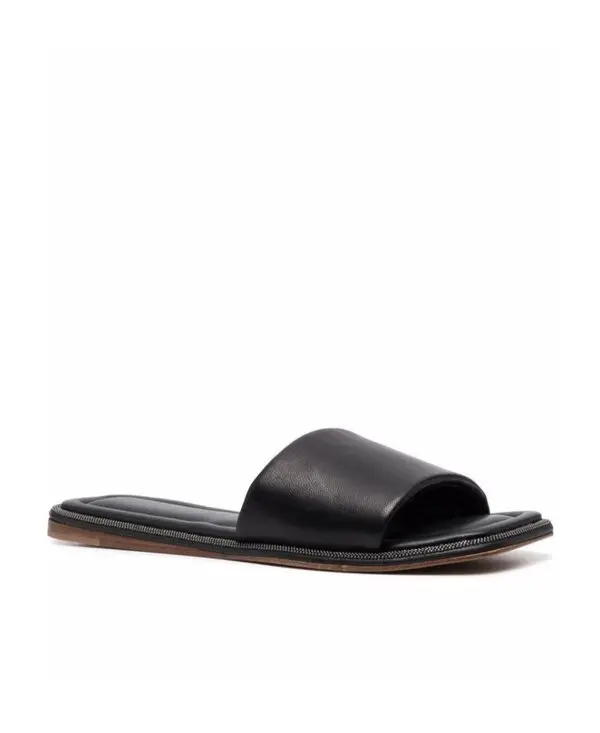 Brunello Cucinelli Square Toe Slip-on Slides