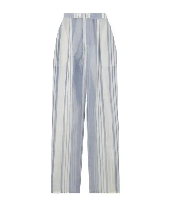 ADMONA Striped Sheer Chiffon Straight-leg Pants