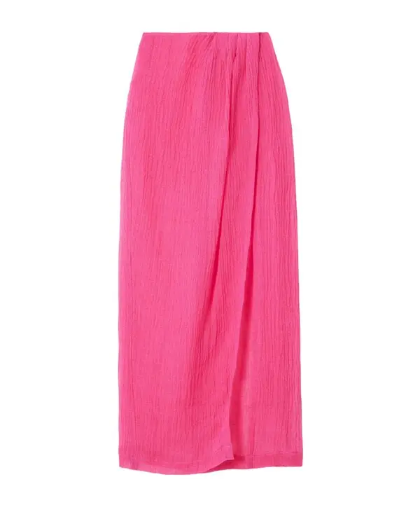 Lisa Marie Fernandez Pleated Linen-blend Chiffon Wrap Sarong - Pink