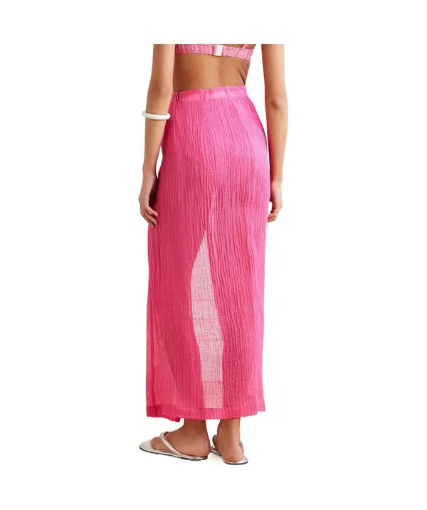 Lisa Marie Fernandez Pleated Linen-blend Chiffon Wrap Sarong