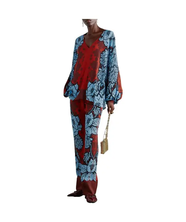 Borgo De Nor Floral Print Metallic Blouse
