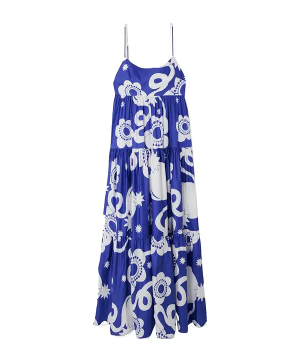 Borgo De Nor Maxi Dress With Abstract Floral Print - Blue