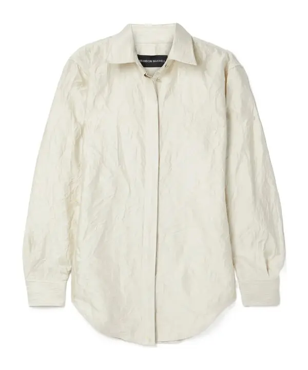 Brandon Maxwell Allie Crinkled Satin-twill Shirt
