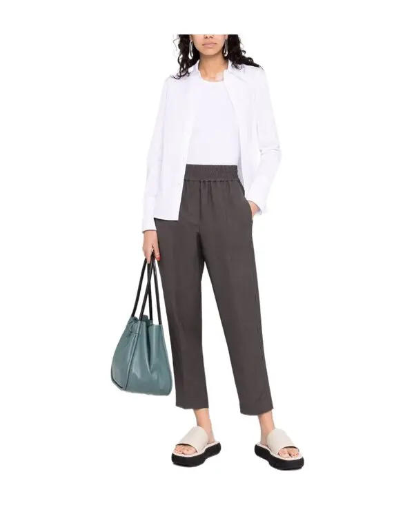 Brunello Cucinelli High-waist Tapered Cropped Trousers