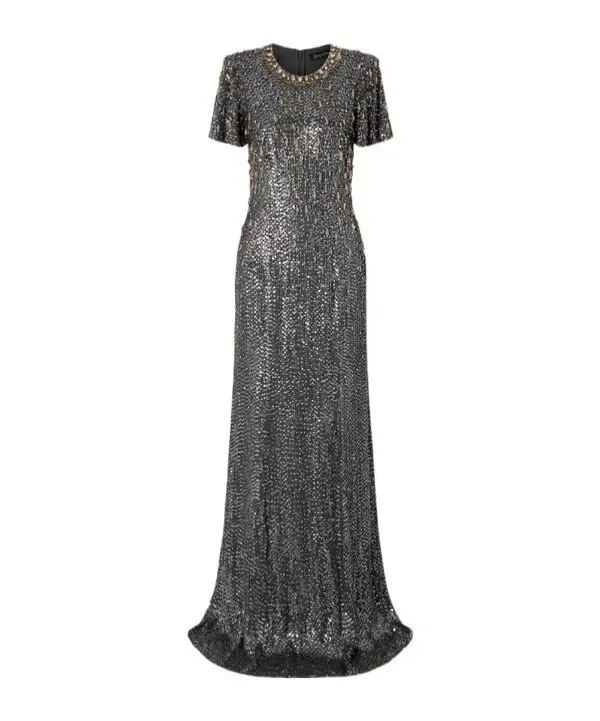 Jenny Packham Embellished Sequined Maxi Gown
