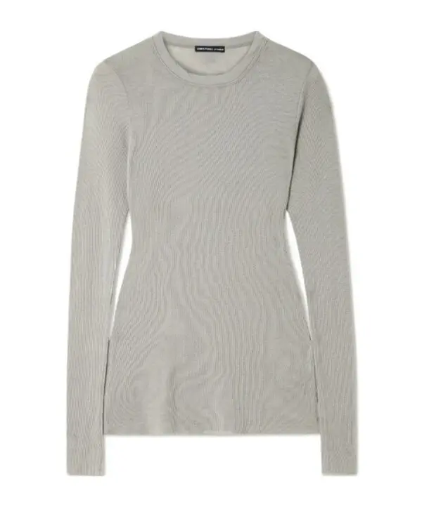 JAMES PERSE Ribbed Cotton And Cashmere-blend T-shirt - Gray