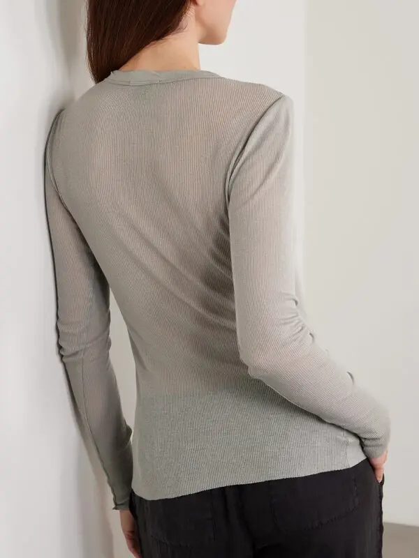 JAMES PERSE Ribbed Cotton And Cashmere-blend T-shirt