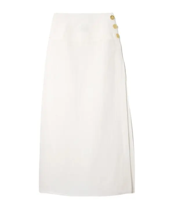 Le Kasha Linen Button Detailed Midi Skirt