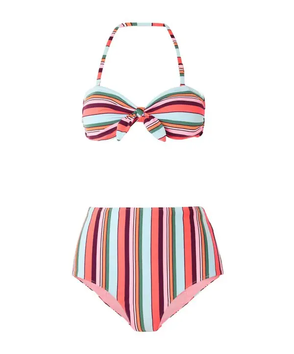 LEMLEM Striped Bandeau Bikini Set - Pink
