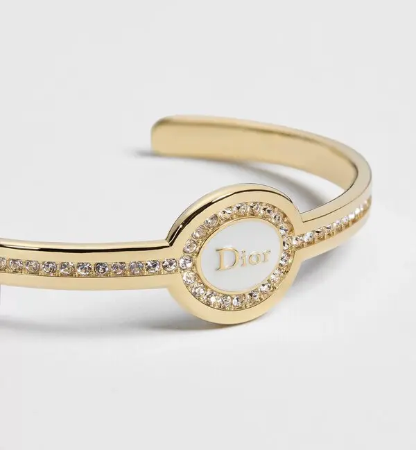 Dior Logo Crystal Embellished Openwork Cuff Bracelet