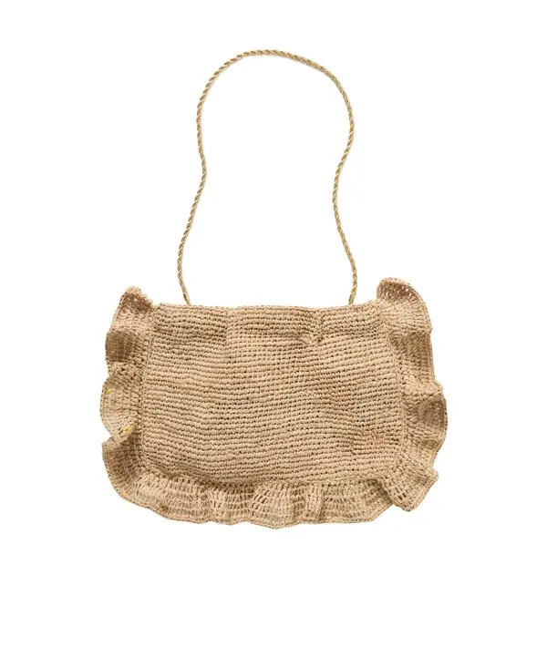 LOEFFLER RANDALL Ruffled Raffia Shoulder Bag