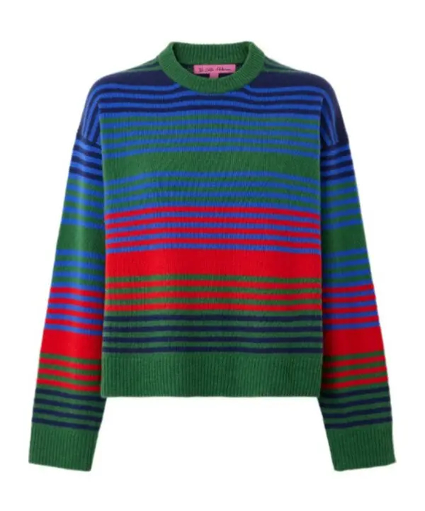 THE ELDER STATESMAN Striped Cashmere Crew Neck Sweater