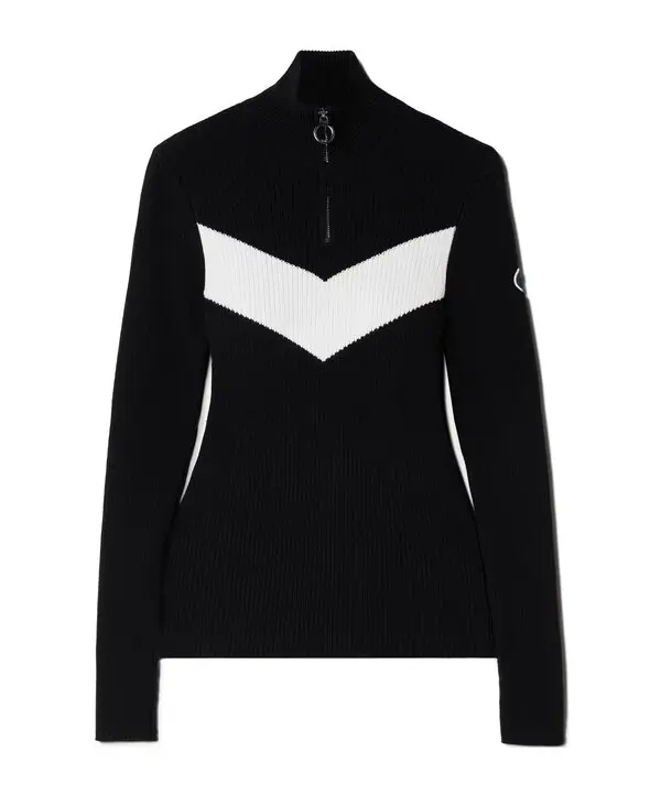 Fusalp Andromede Striped Ribbed-knit Half-zip Sweater