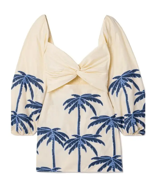 Johanna Ortiz Short Hollow-embroidered Dress - Nude