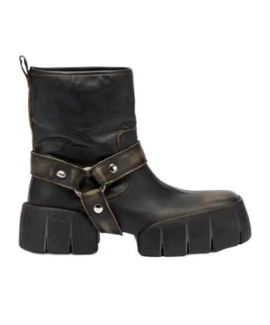 DIESEL® D-tex Strap-detail Leather Boots