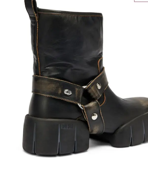 DIESEL® D-tex Strap-detail Leather Boots