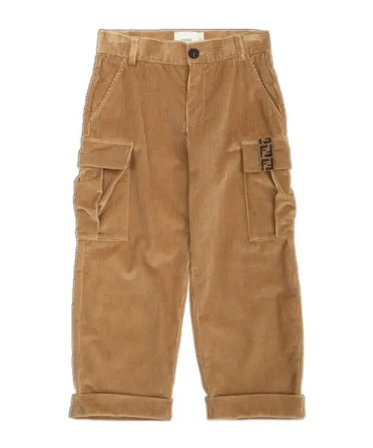 Fendi Corduroy Logo-patch Cargo Pants - Brown