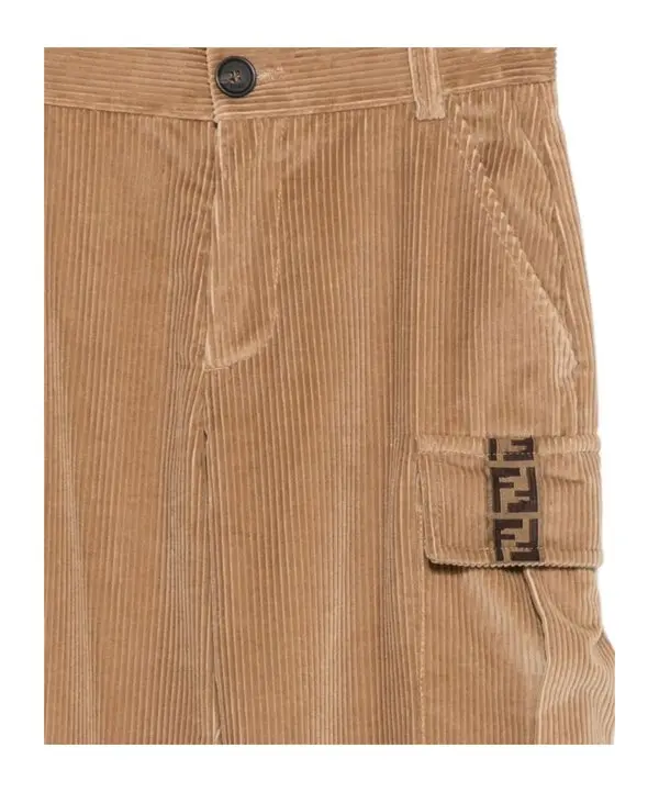 Fendi Corduroy Logo-patch Cargo Pants