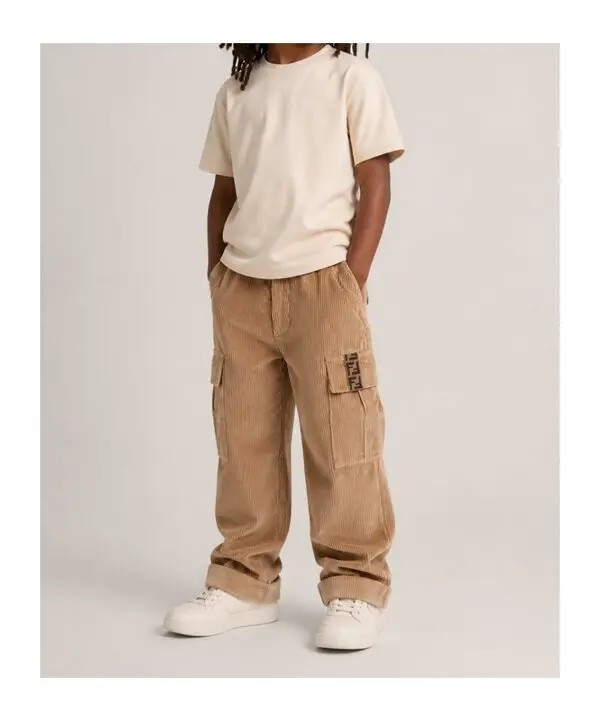 Fendi Corduroy Logo-patch Cargo Pants