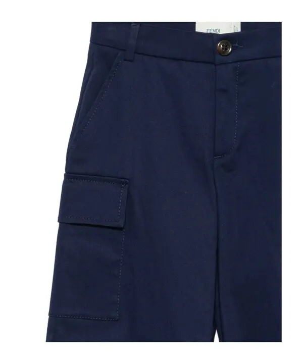 Fendi Cargo Pants With Logo Patch - Dark Navy