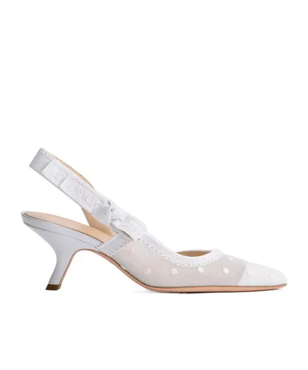 Dior J'adior Embroidered Tulle Slingback Pumps