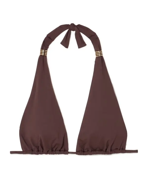 Melissa Odabash Halterneck Bikini Top With Gathered Detail - Brown