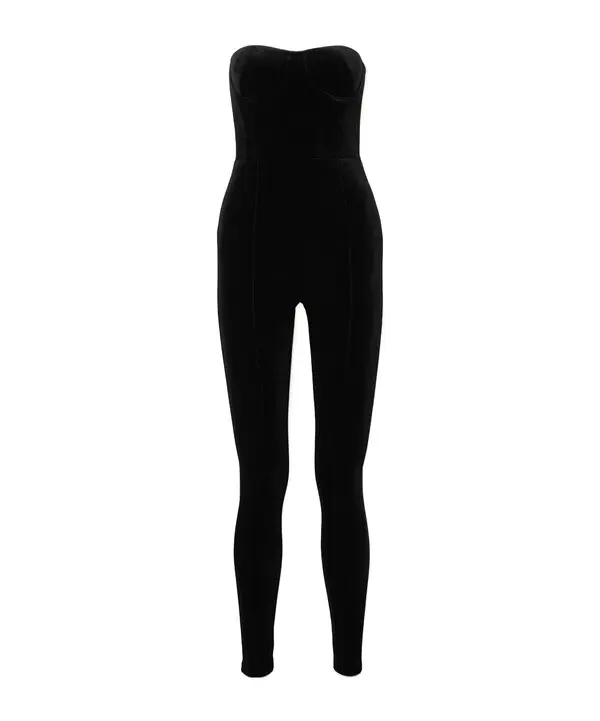 Alex Perry Strapless Velvet Jumpsuit