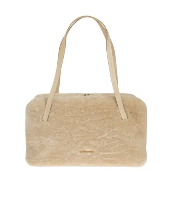 JIL SANDER Shearling Shoulder Bag - Off-white