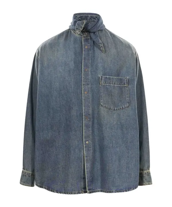DARKPARK Long-sleeve Denim Shirt With Scarf Detail