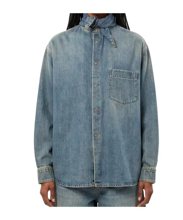 DARKPARK Long-sleeve Denim Shirt With Scarf Detail