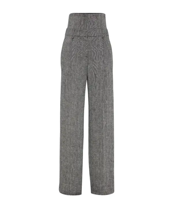 Brunello Cucinelli Herringbone High-waist Trousers