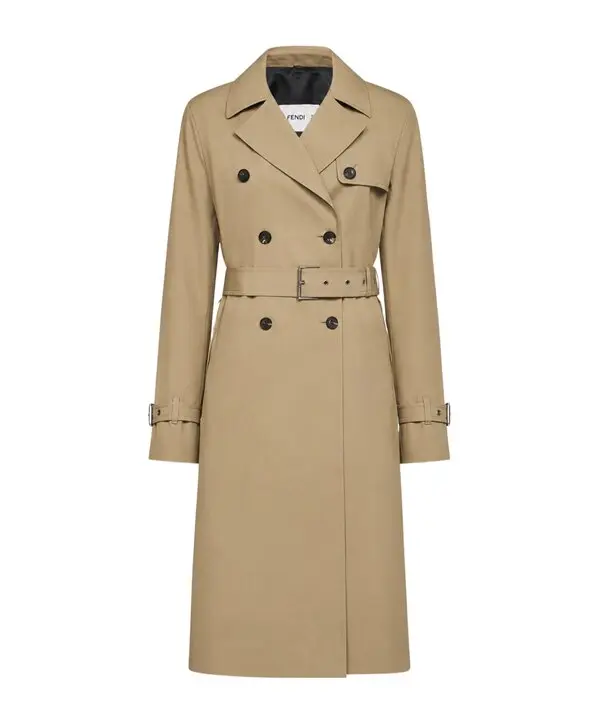 Fendi Long-sleeve Collared Trench Coat