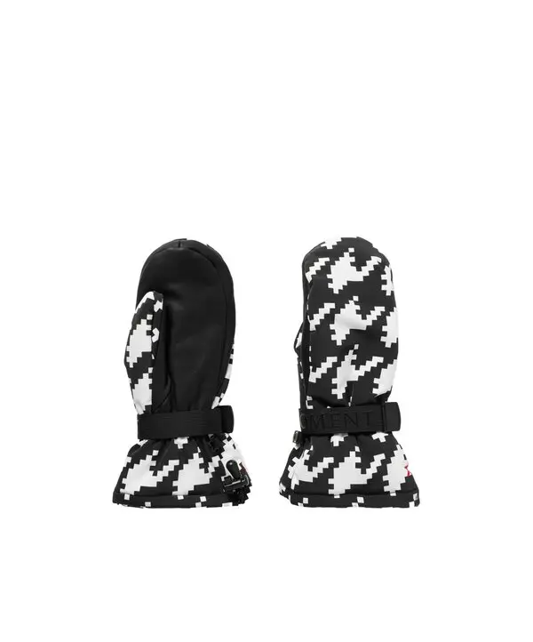 Perfect Moment Davos Two-tone Printed Padded Shell And Leather Mittens