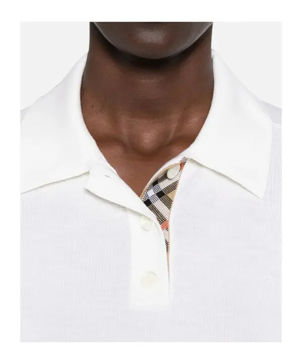 Burberry Check Trim Polo Top - White