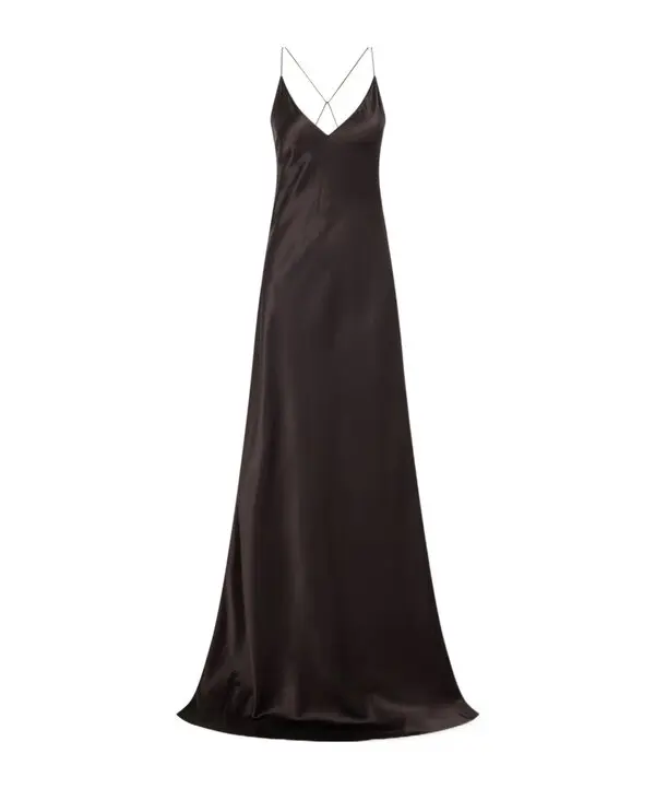NILI LOTAN V-neck Thin Strap Maxi Dress - No