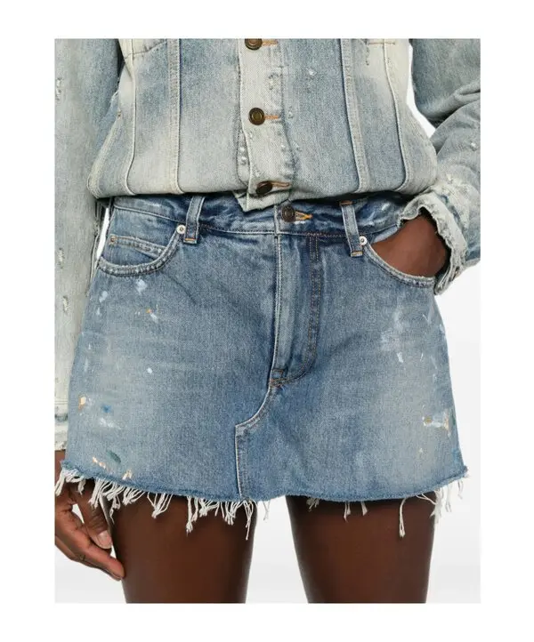 Balenciaga Distressed Paint-splatter Shorts
