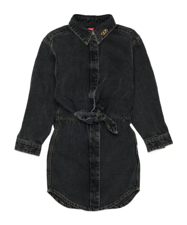 DIESEL® Denim Shirt Dress With Tie-knot Waist - Black/dark Grey