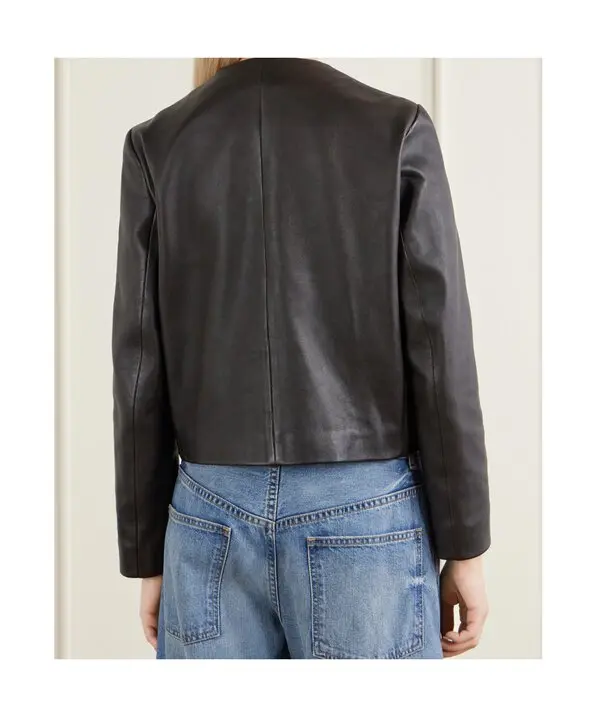 NILI LOTAN Leather Collarless Jacket